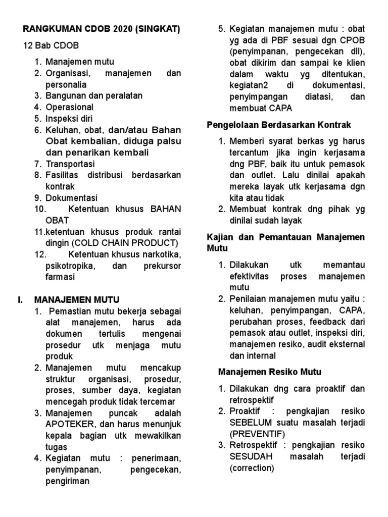 Rangkuman Cdob 2020 | PDF