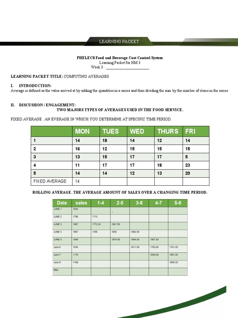 PHELEC8 - WEEK 3 Food and Beverage Cost Control System | Download Free ...