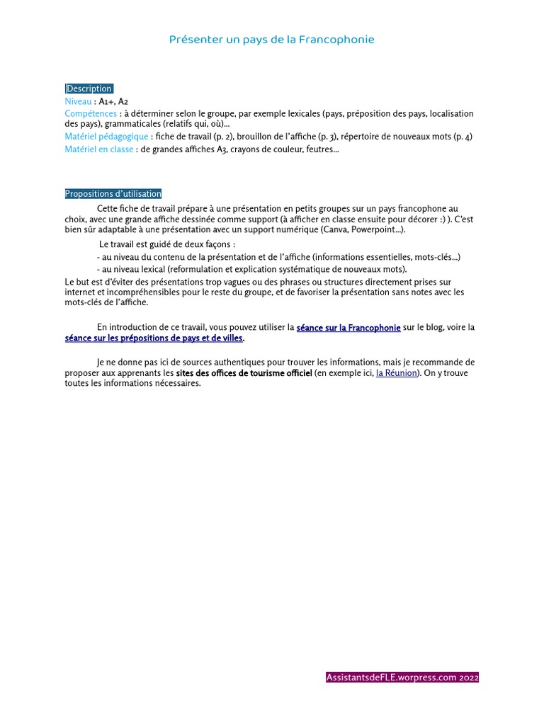 Découvrir un Pays Francophone | PDF | Linguistique | Communication humaine