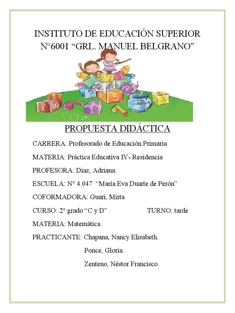 2 Propuesta Didactica Matemática. Terna N°20. 1° Correccion. | PDF 2 Propuesta Didactica Matemática. Terna N°20. 1° Correccion. | PDF