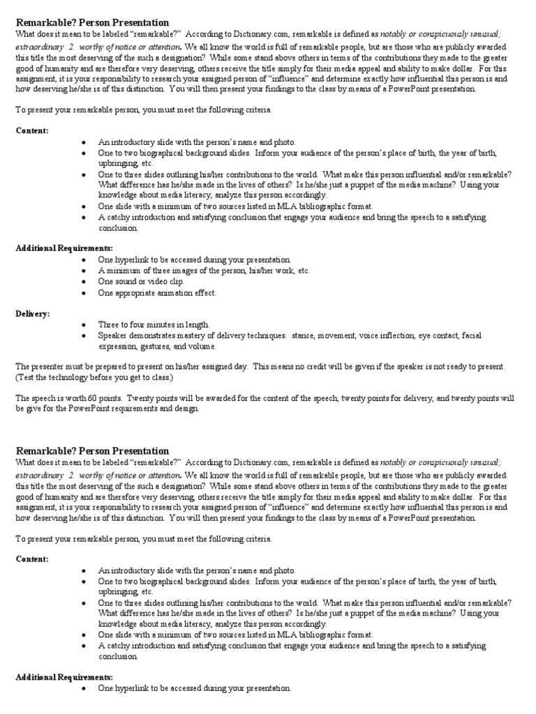 Remarkable Person Presentation | PDF | Microsoft Power Point | Human ...