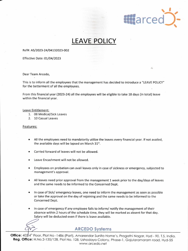 Leave Policy | PDF