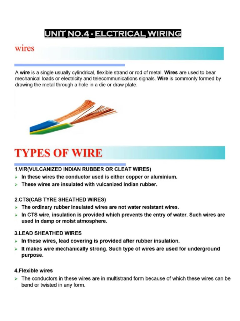 Emw Unit-4 Electrical Wiring-1 | PDF