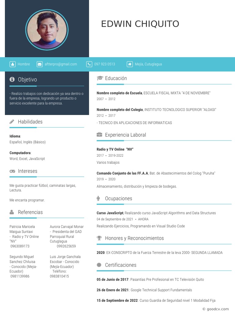 Edwin-Chiquito - Currículum | PDF | Informática