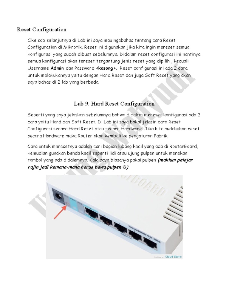 Cara Reset Konfigurasi Mikrotik | PDF | Komputer
