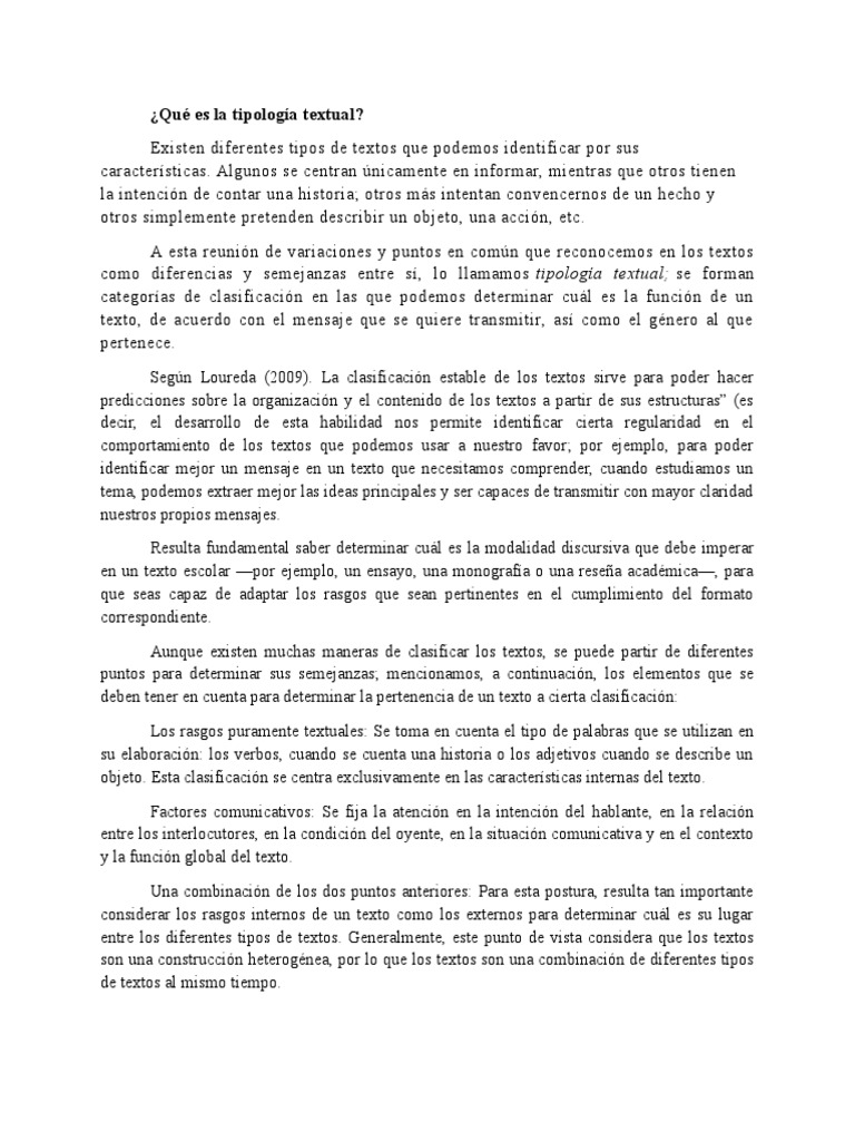 Tipología Textual: Clasificación y Función | PDF | Narración