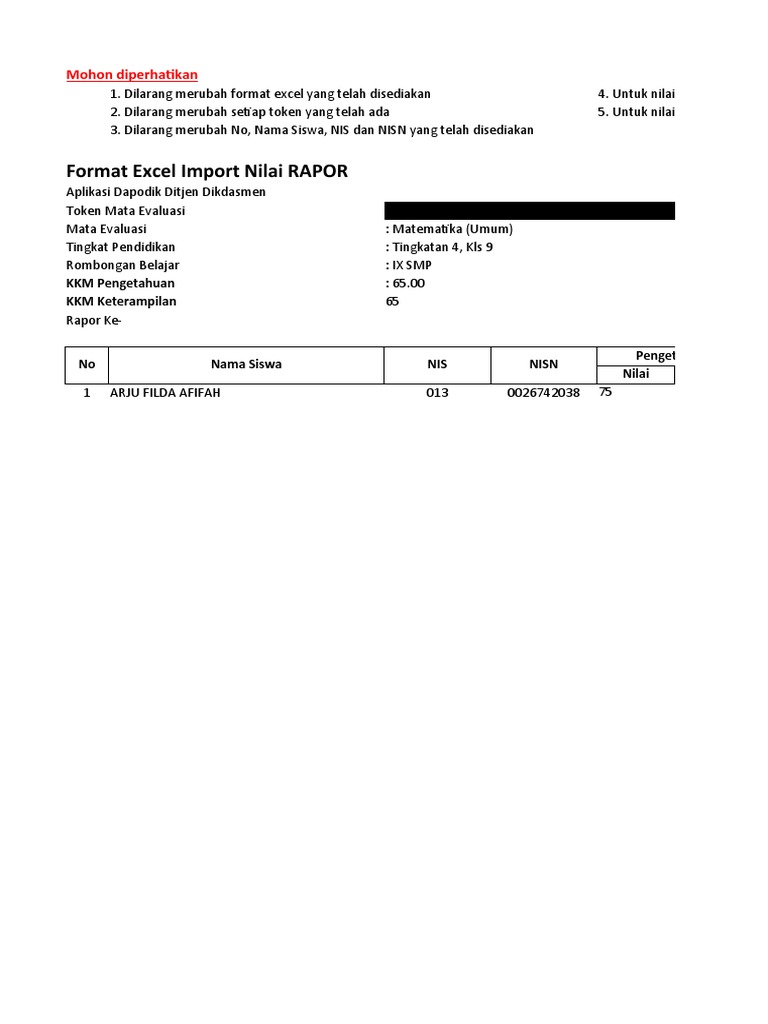 format-nilai-rapor-20222-IX - SMP-Matematika (Umum) | PDF
