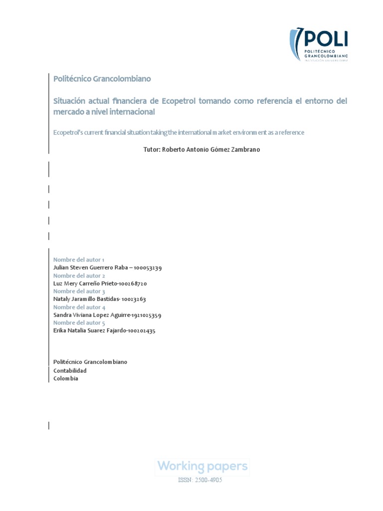 ANEXO 1. Formato de Working Papers - NR | PDF | Estado financiero ...