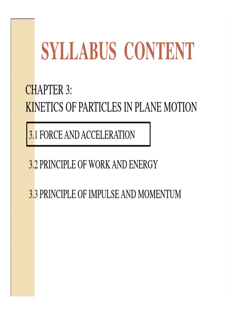 Kinetics of Particles in Plane Motion | PDF | Force | Equations Of Motion