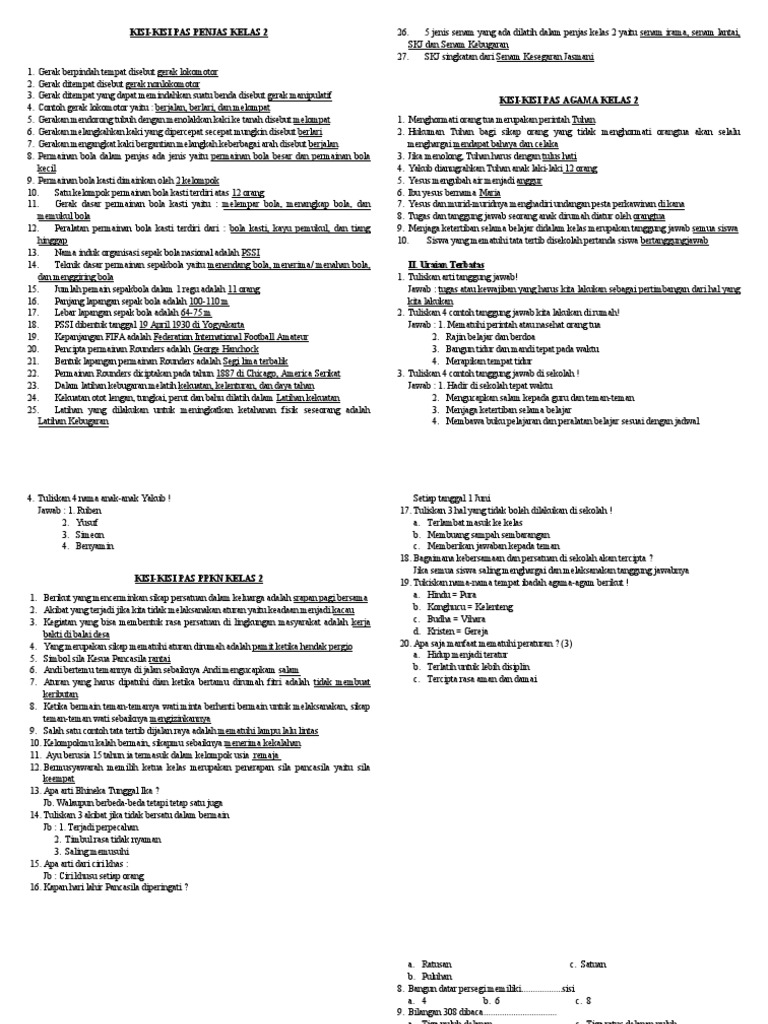 Ujian Pas Penjas Kelas 2 | PDF