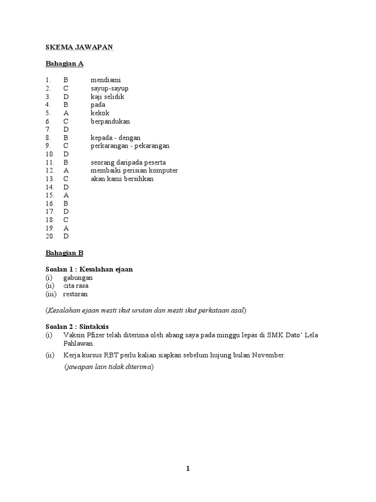 Skema Jawapan Ujian Prestasi T3 2021 | PDF