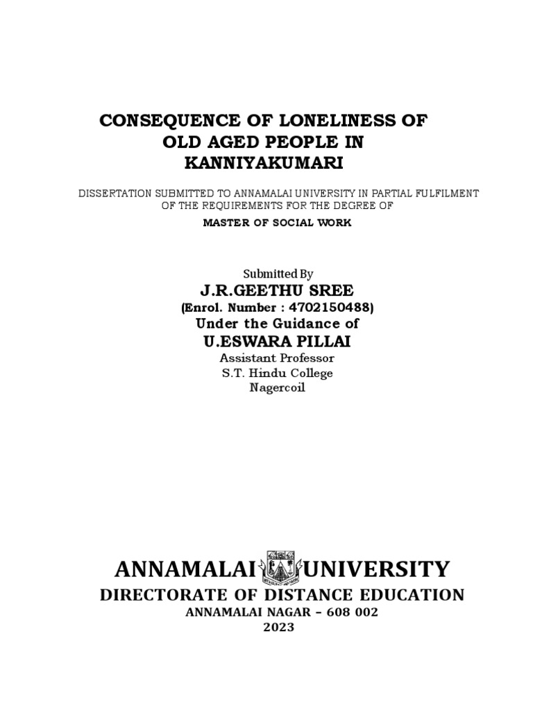 geethu final year project | PDF | Loneliness | Methodology