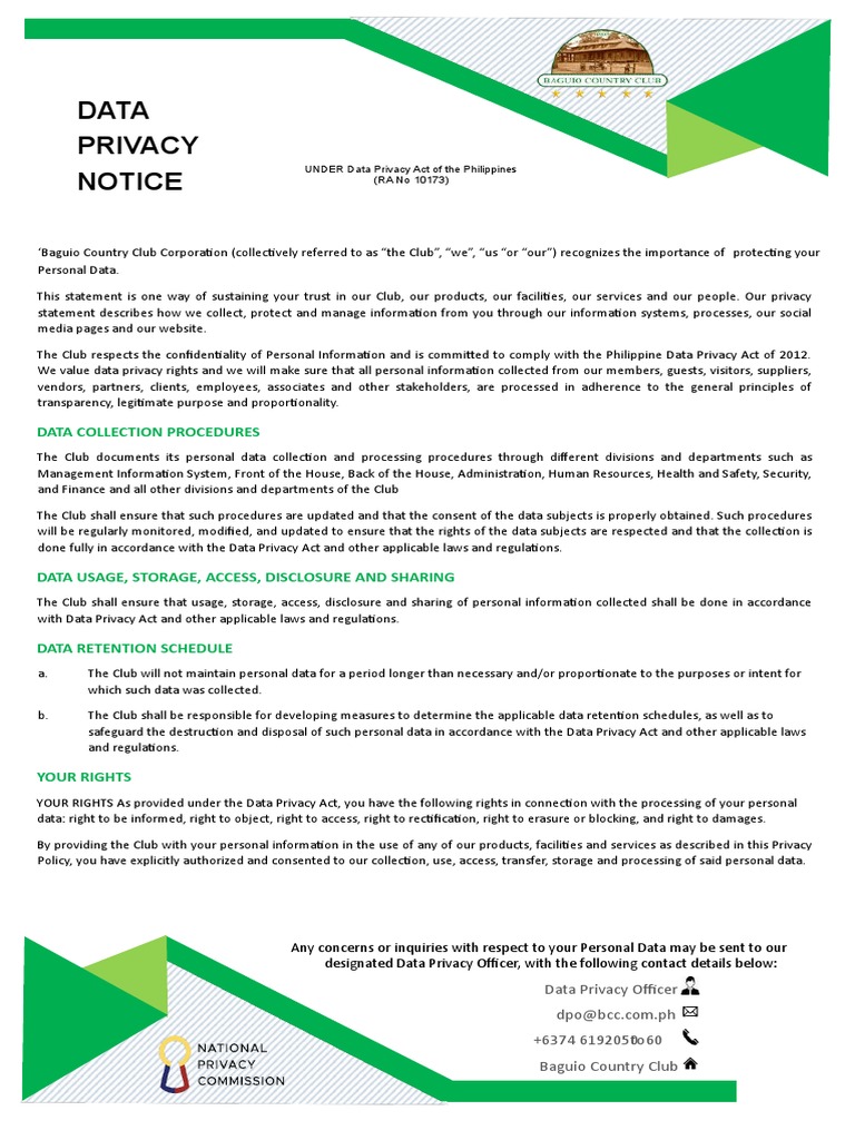 Data Privacy Notice Template | PDF | Privacy | Information Privacy