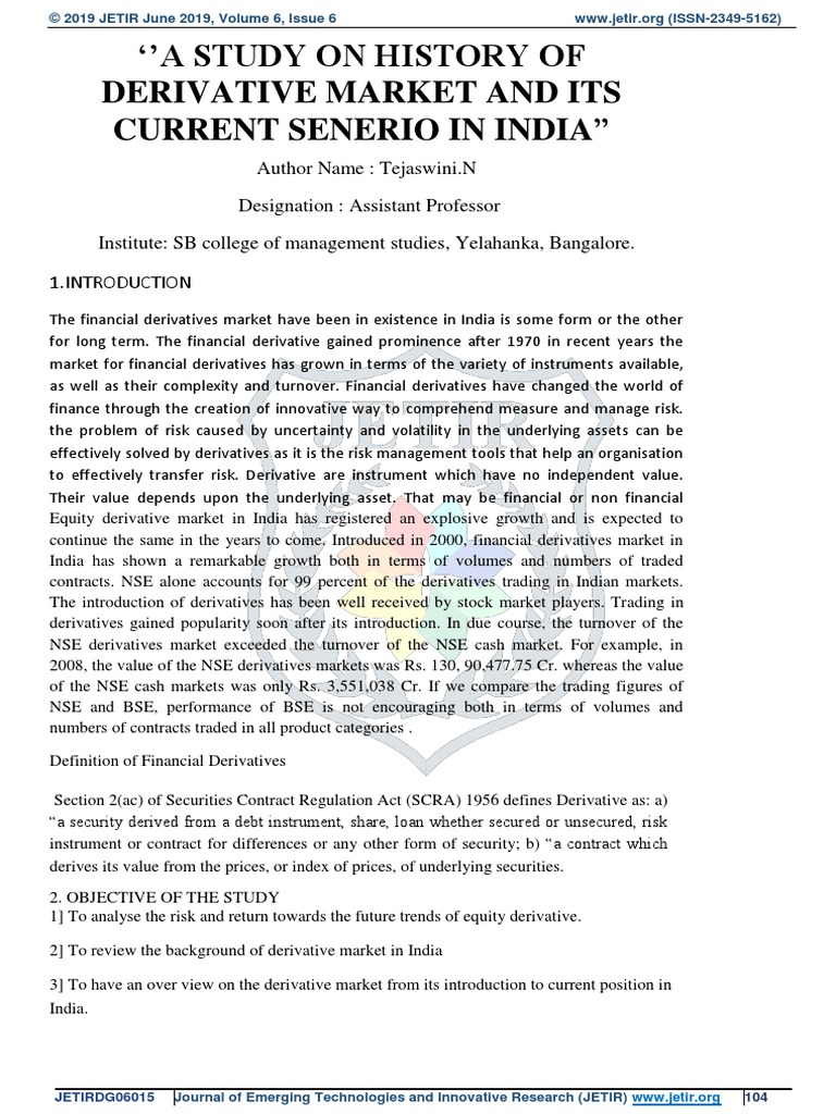 History of Derivates Market | PDF | Derivative (Finance) | Arbitrage