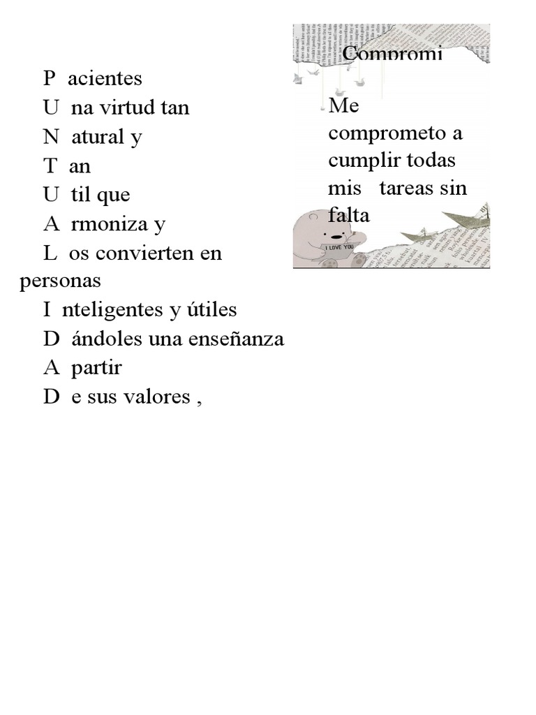 Acrostico de La Puntualidad y Compromiso | PDF