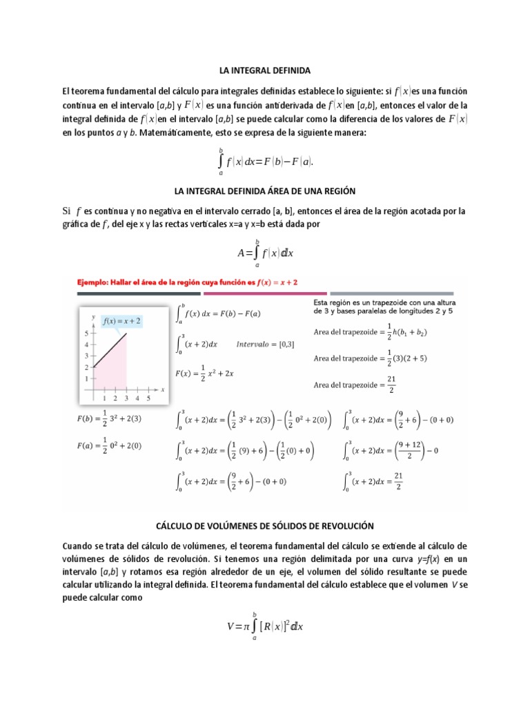 LA INTEGRAL DEFINIDA: Area y Volumen | PDF