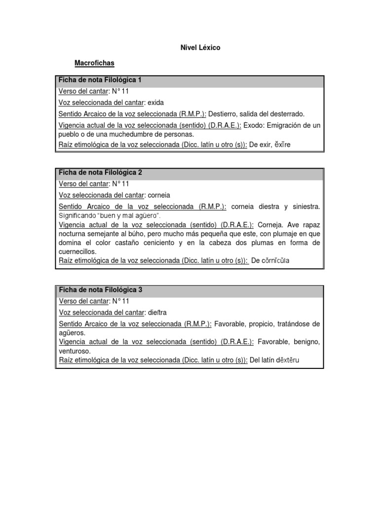 Fichas Nivel Léxico Listas | PDF | latín | Lingüística
