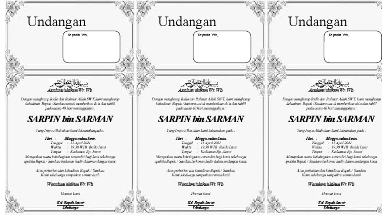 Mentahan Undangan 40days | PDF