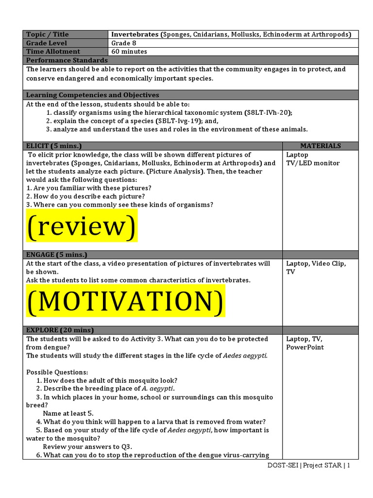 Sample 7E Lesson Plan | PDF | Aedes Aegypti | Invertebrate