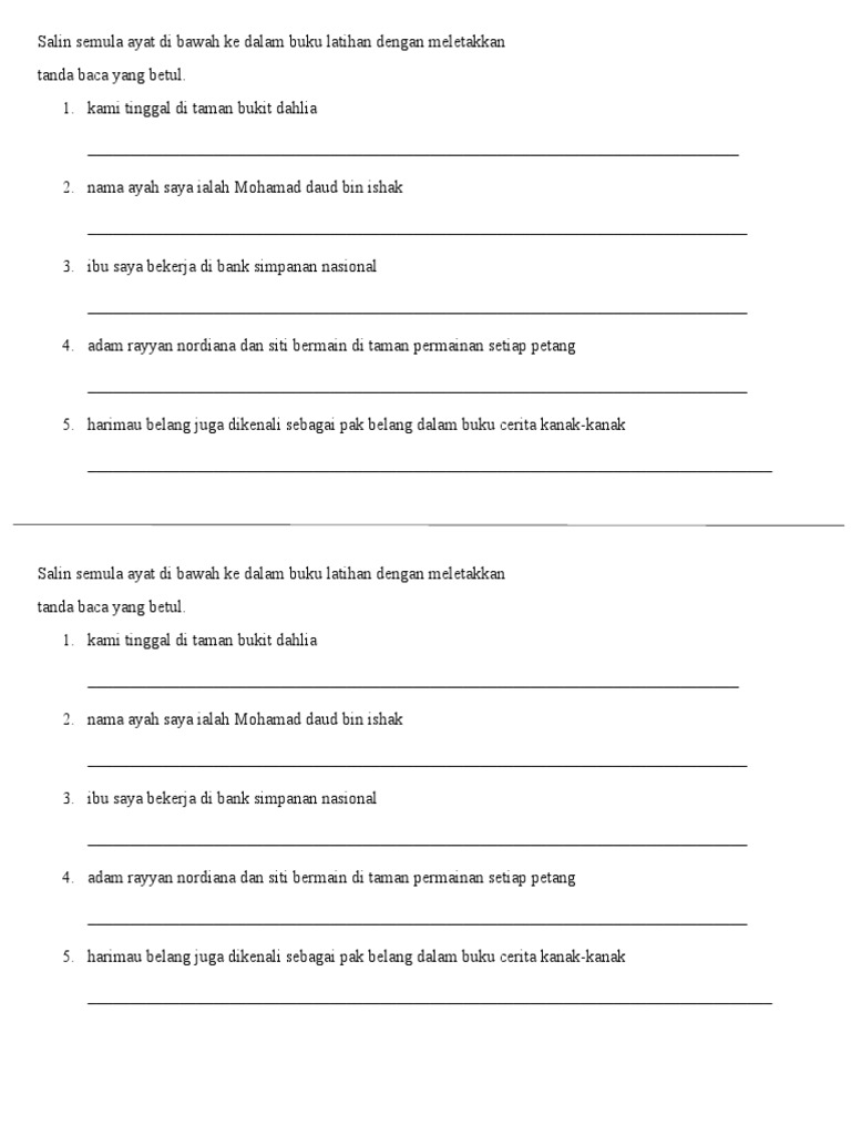 Salin Semula Ayat - Tanda Baca | PDF