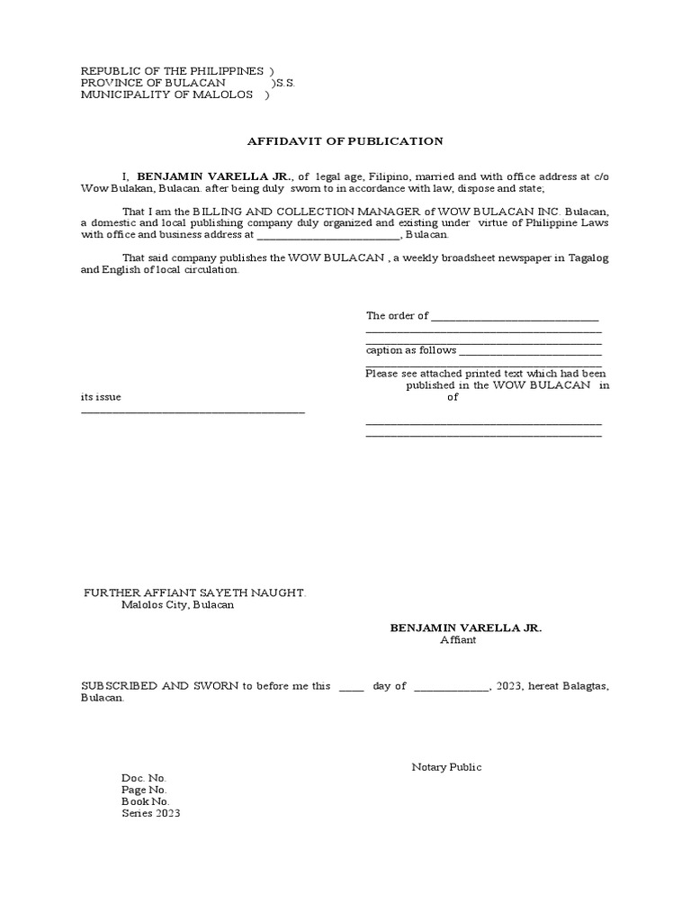Affidavit of Publication | PDF