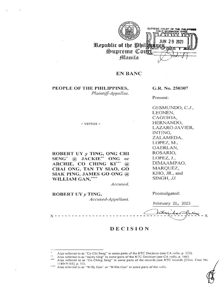 People of The Philippines v. Robert Uy, Et Al | PDF | Crimes | Crime ...