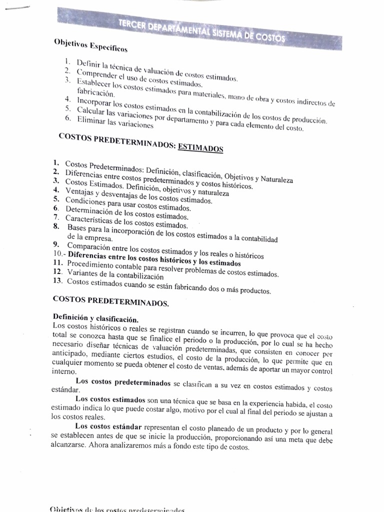 Costos Estimados | PDF | Costo | Contabilidad