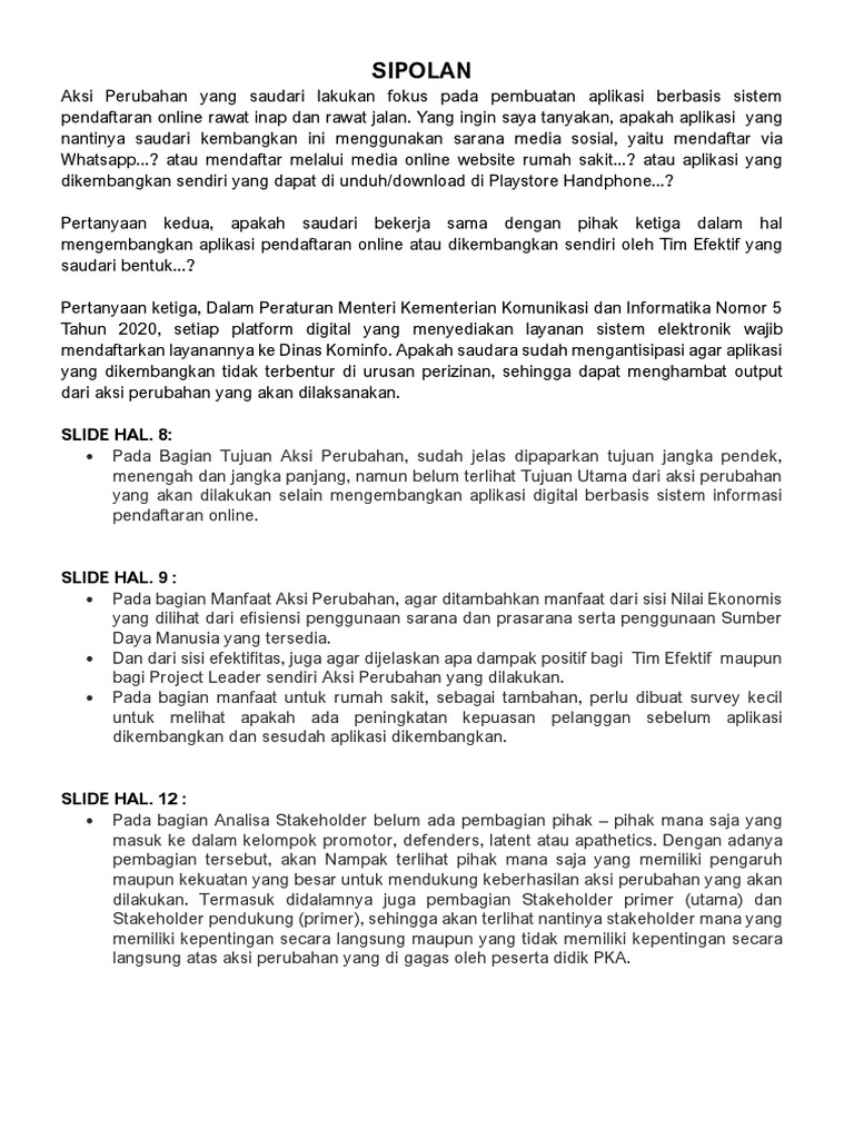 Pertanyaan SIPOLAN | PDF | Bisnis | Komputer