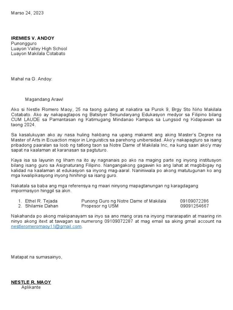 Application Letter | PDF