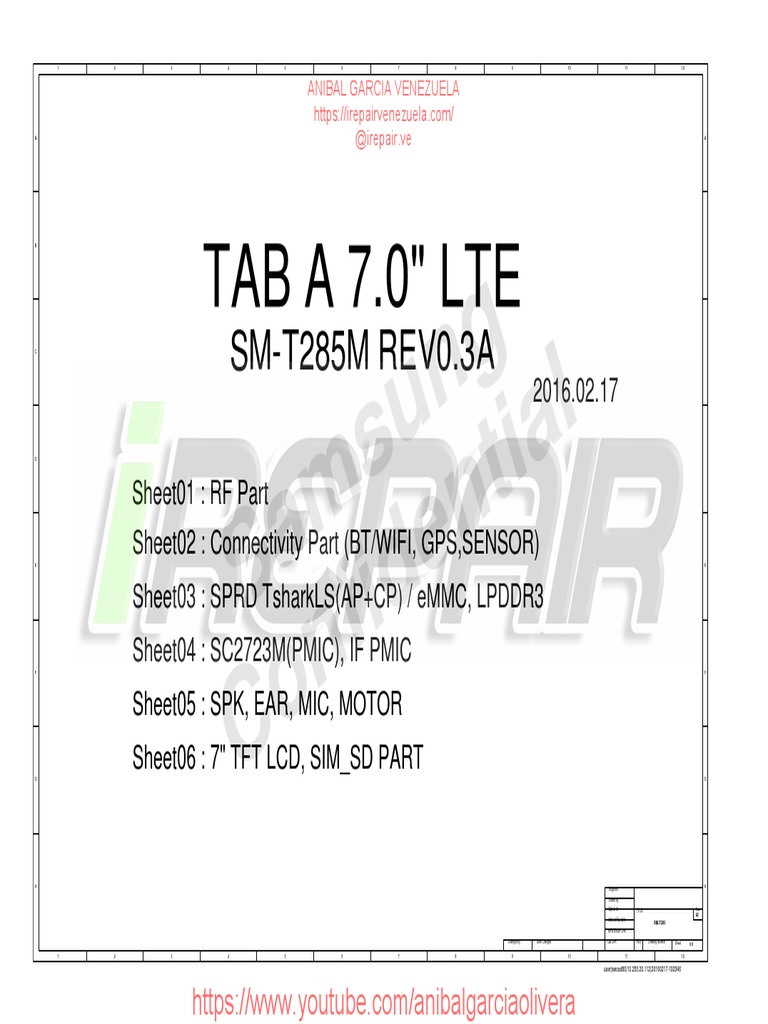 SM-T285 Esquematico Completo Anibal Garcia Irepair | PDF | Samsung ...