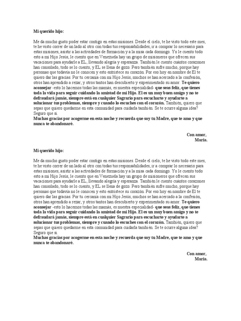 Carta de Maria | PDF | Amor | María, madre de Jesús