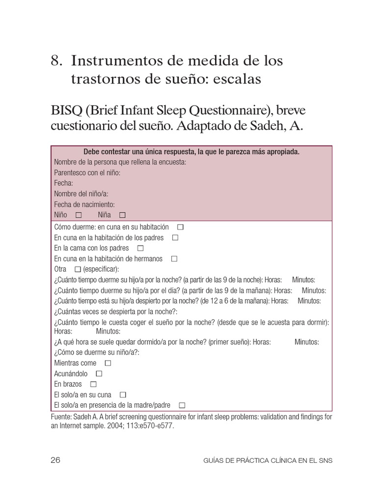 Cuestionario Breve de Sueño Infantil | PDF