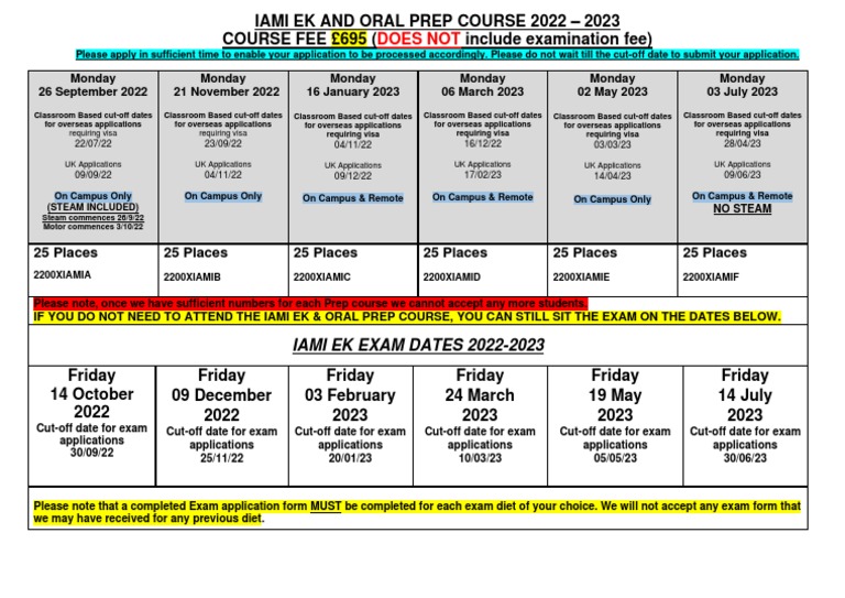 IAMI EK & Oral Prep Course 2022-2023 | PDF | Qualifications