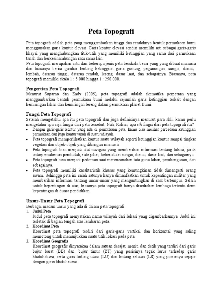 Peta Topografi: Fungsi dan Cara Membaca | PDF