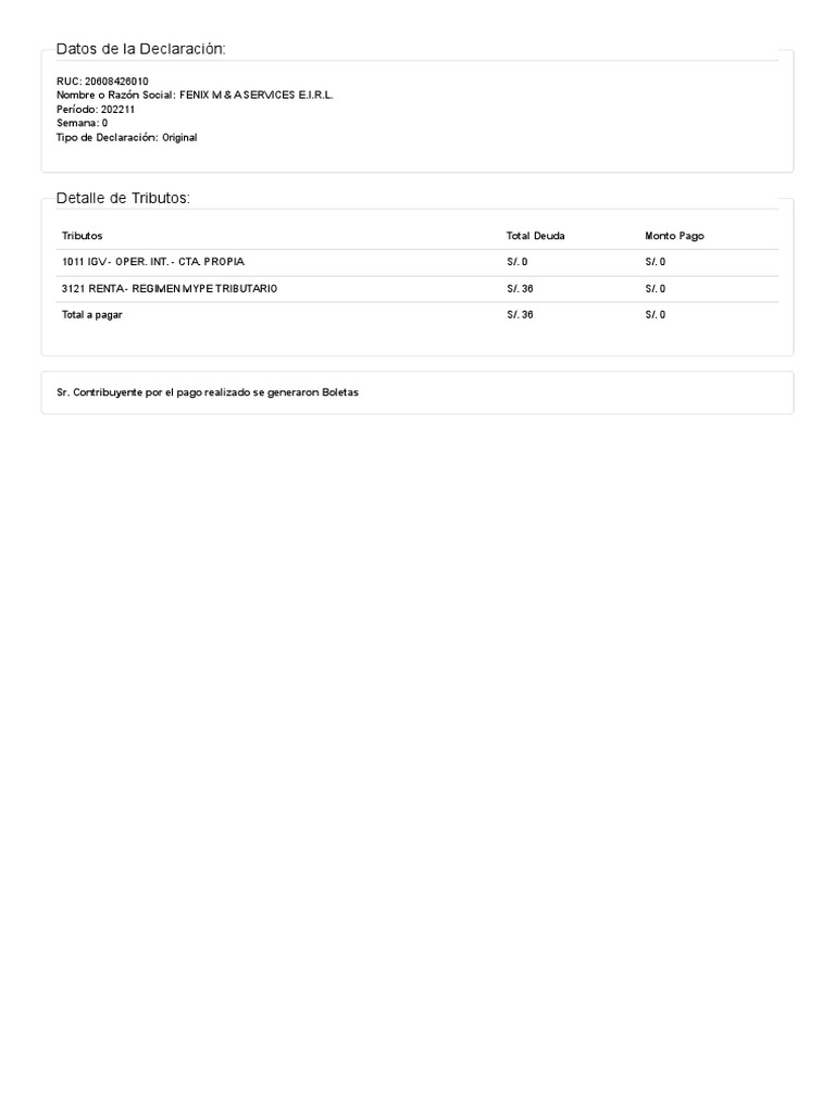 Constancia de Presentacion Pdt 621 Igv Renta 11-2022 | PDF