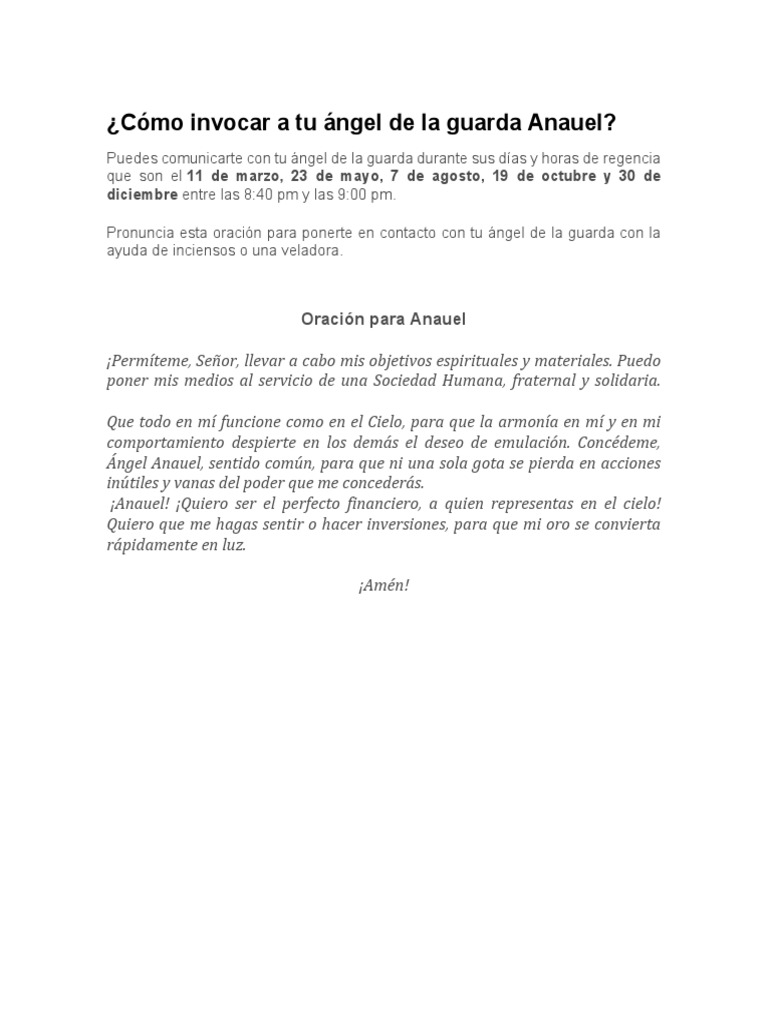 Invocación al ángel Anauel | PDF | Desarrollo personal | Espiritualidad