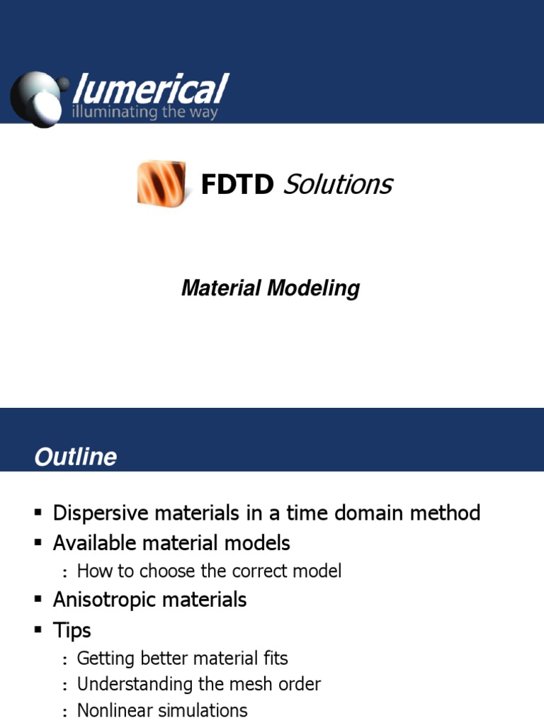 Lumerical FDTD - Material Modeling | PDF | Anisotropy | Chemistry