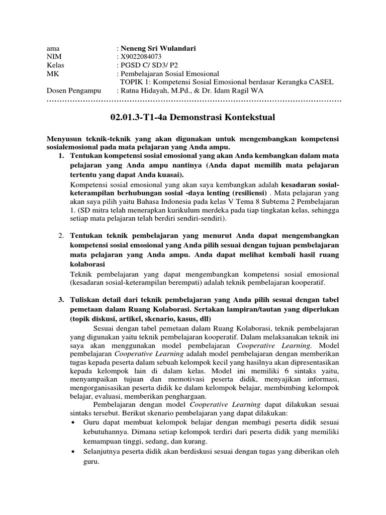 Demonstrasi Kontekstual T1 PSE | PDF