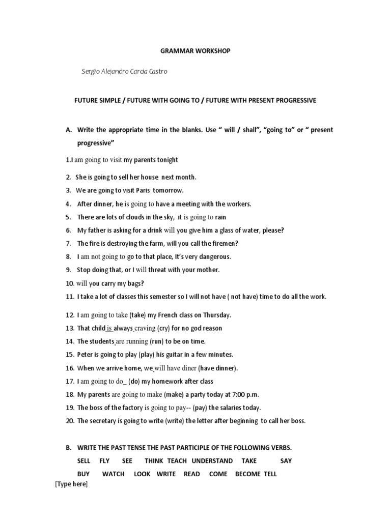 Grammar Workshop Sergio Garcia | PDF | Linguistics