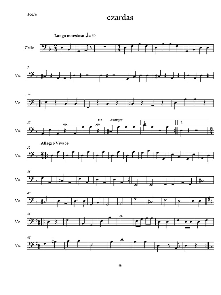 Czardas Cello | PDF | Tempo | Musicology