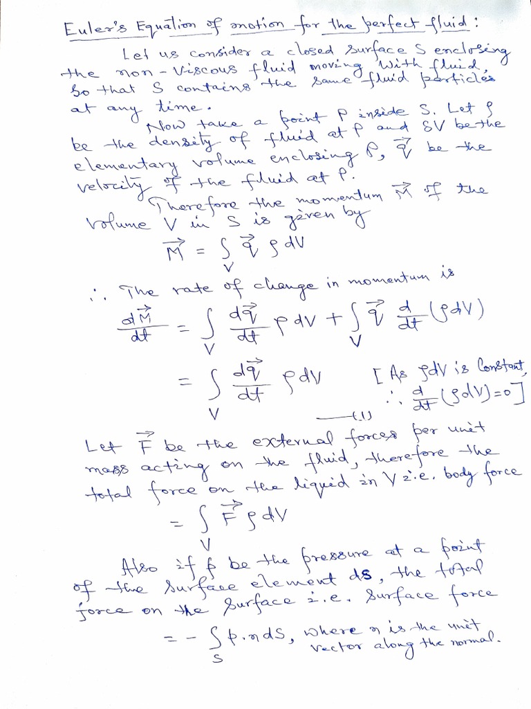 Euler's Equation of Motion Explained | PDF