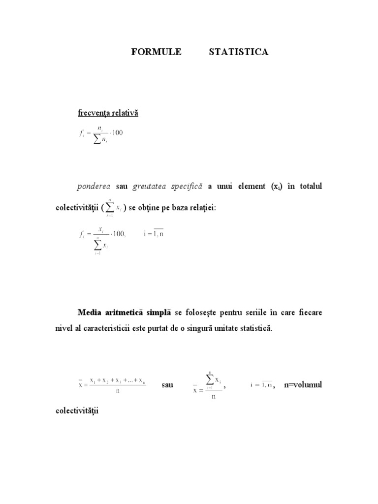 Formule Statistica | PDF