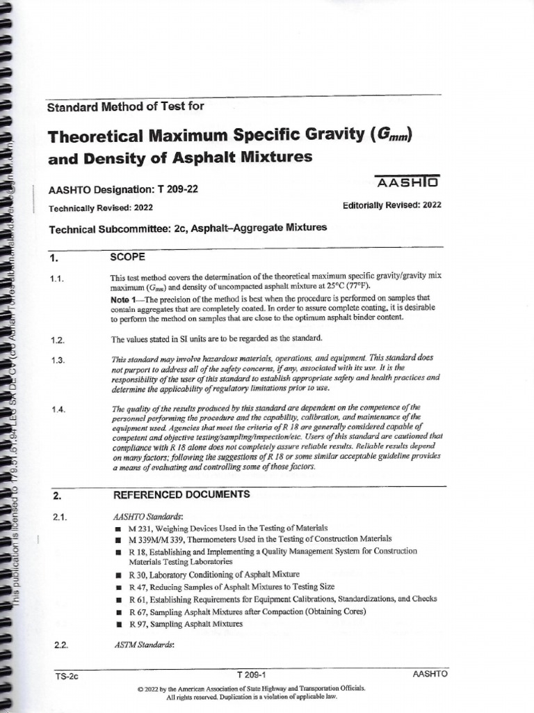 Aashto T209-22 | PDF