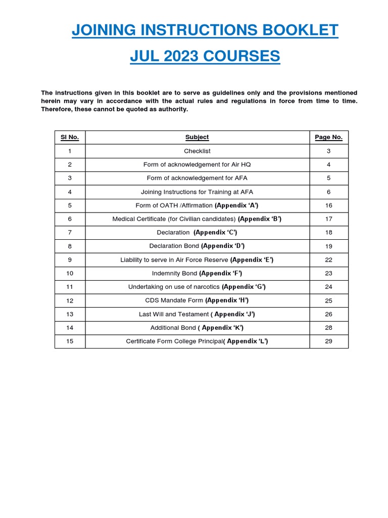 Joining Instructions Jul 23 Course | PDF | Overweight
