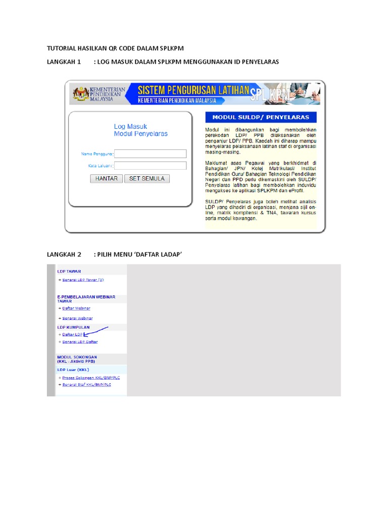 Panduan Hasilkan QR Code Dan Pendftaran Dalam SPLKPM | PDF