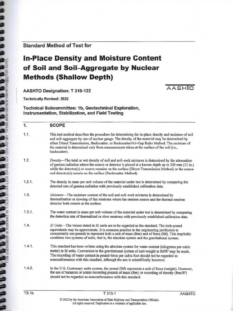 Aashto T310-22 | PDF