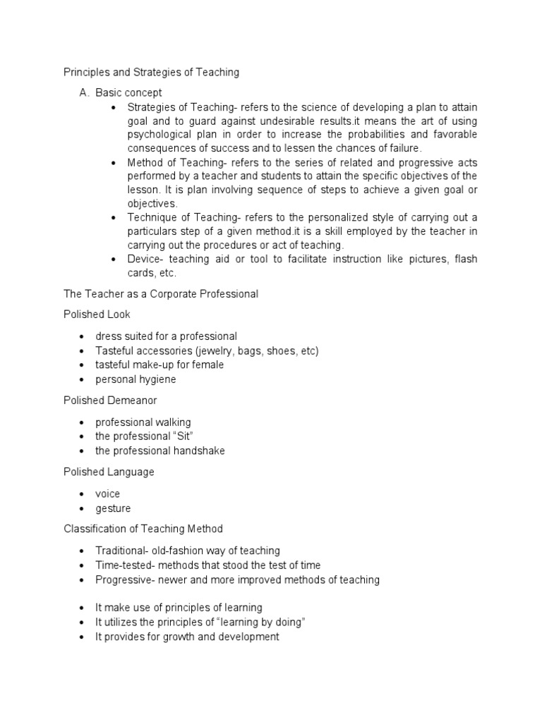 Principles and Strategies of Teaching | PDF | Curriculum | Learning