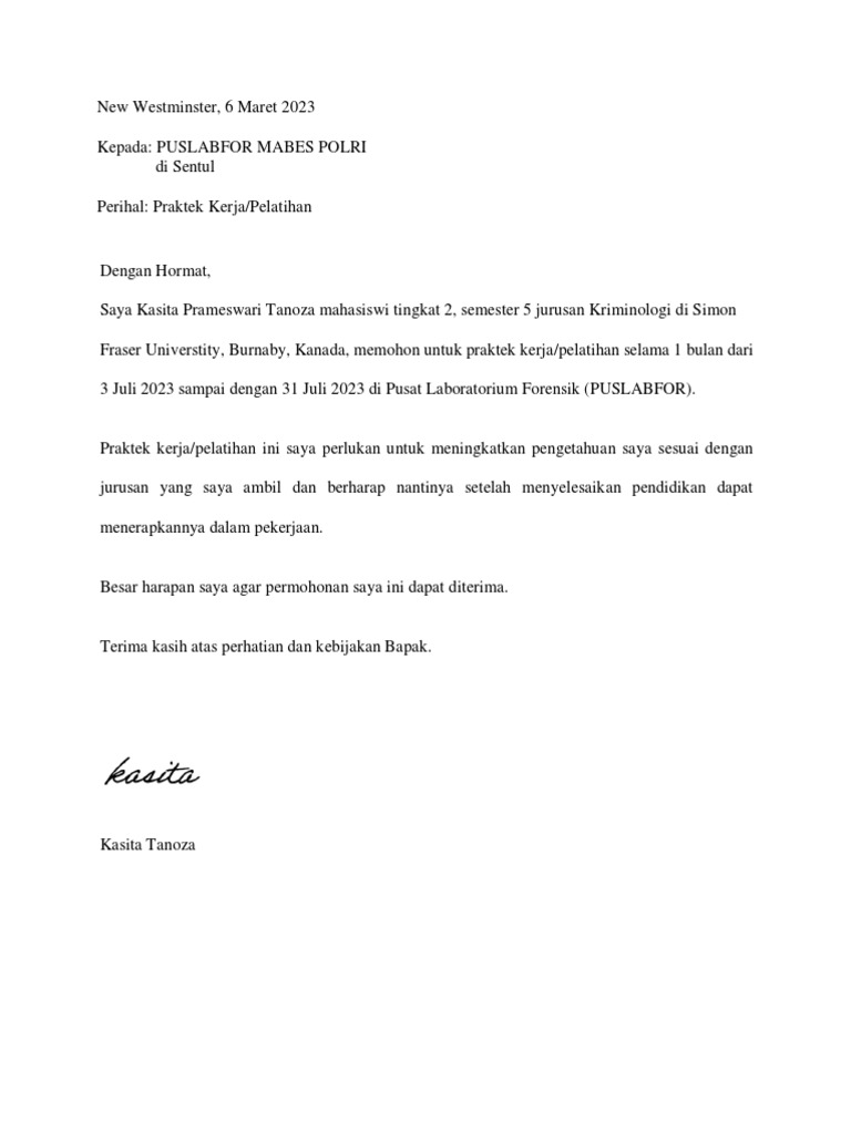 surat permohonan pelatihan | PDF