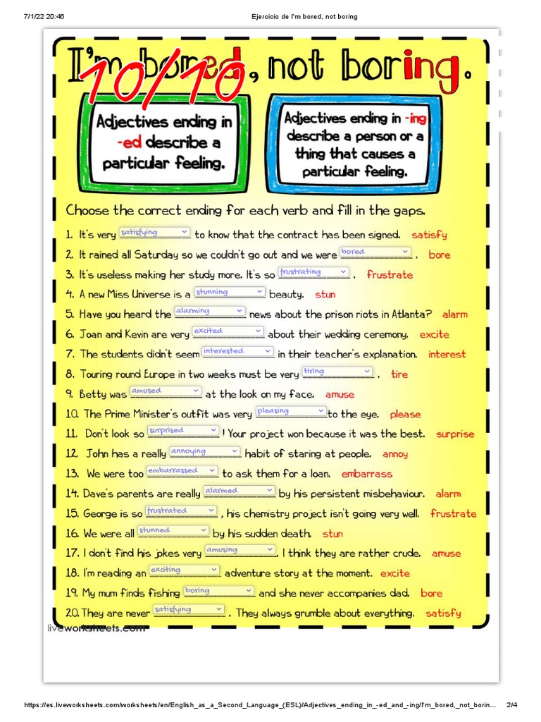 Ejercicio de I'm Bored, Not Boring | PDF