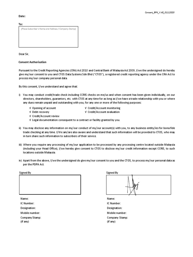 Consent Form | PDF | Credit Bureau | Economies